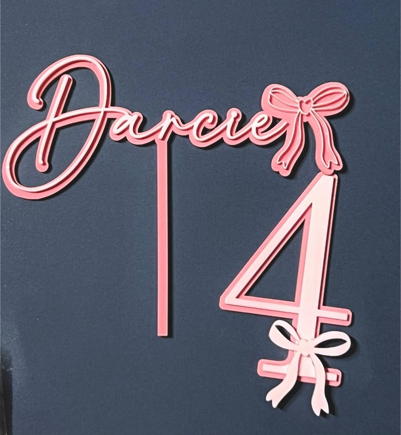 Personalized Acrylic Birthday Cake Topper: Name & Age With Bow - Etsy ...