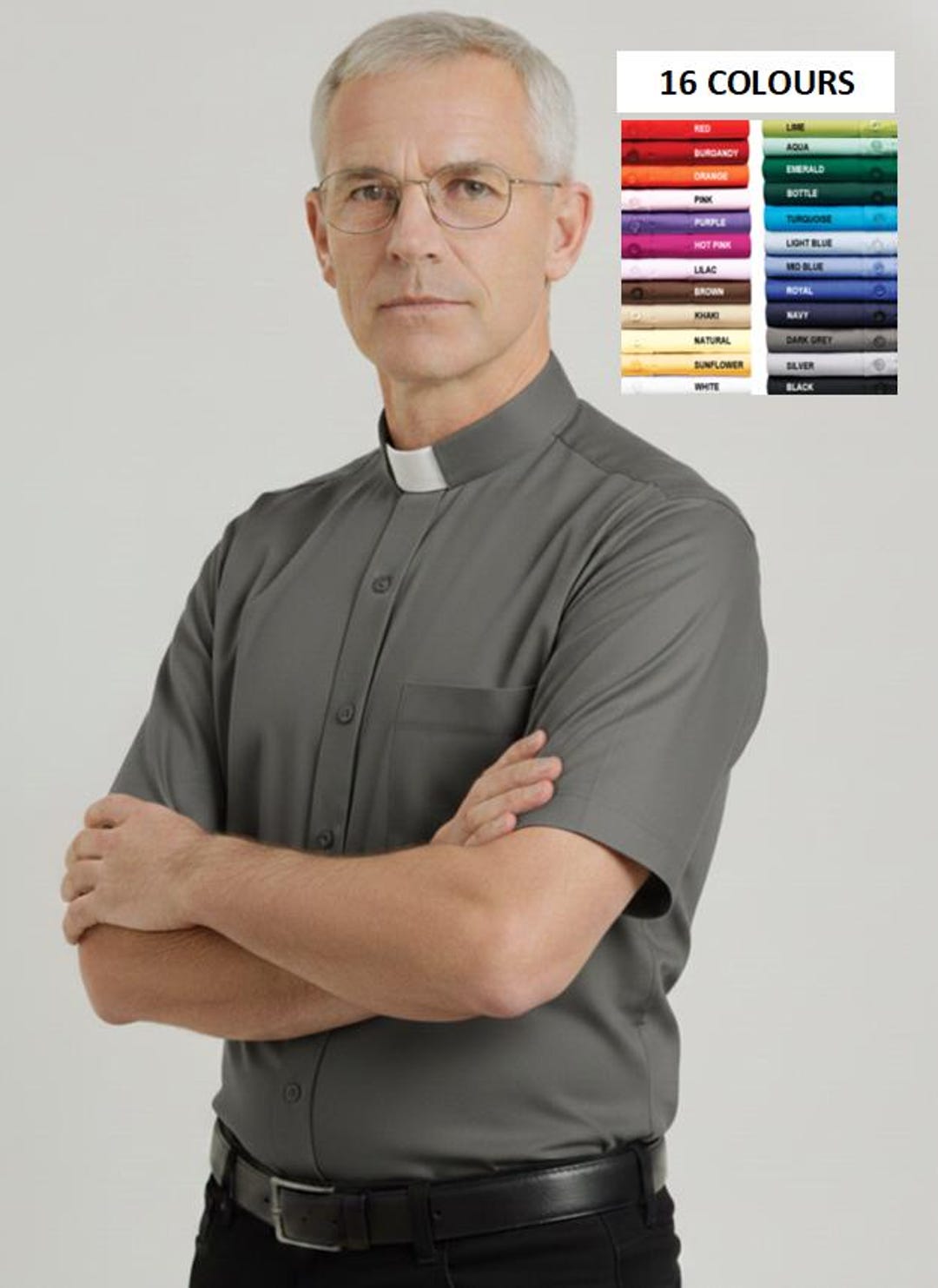 Men's Short Sleeve Clergy Shirt – Tunnel Collar, Easycare Polycotton - Etsy