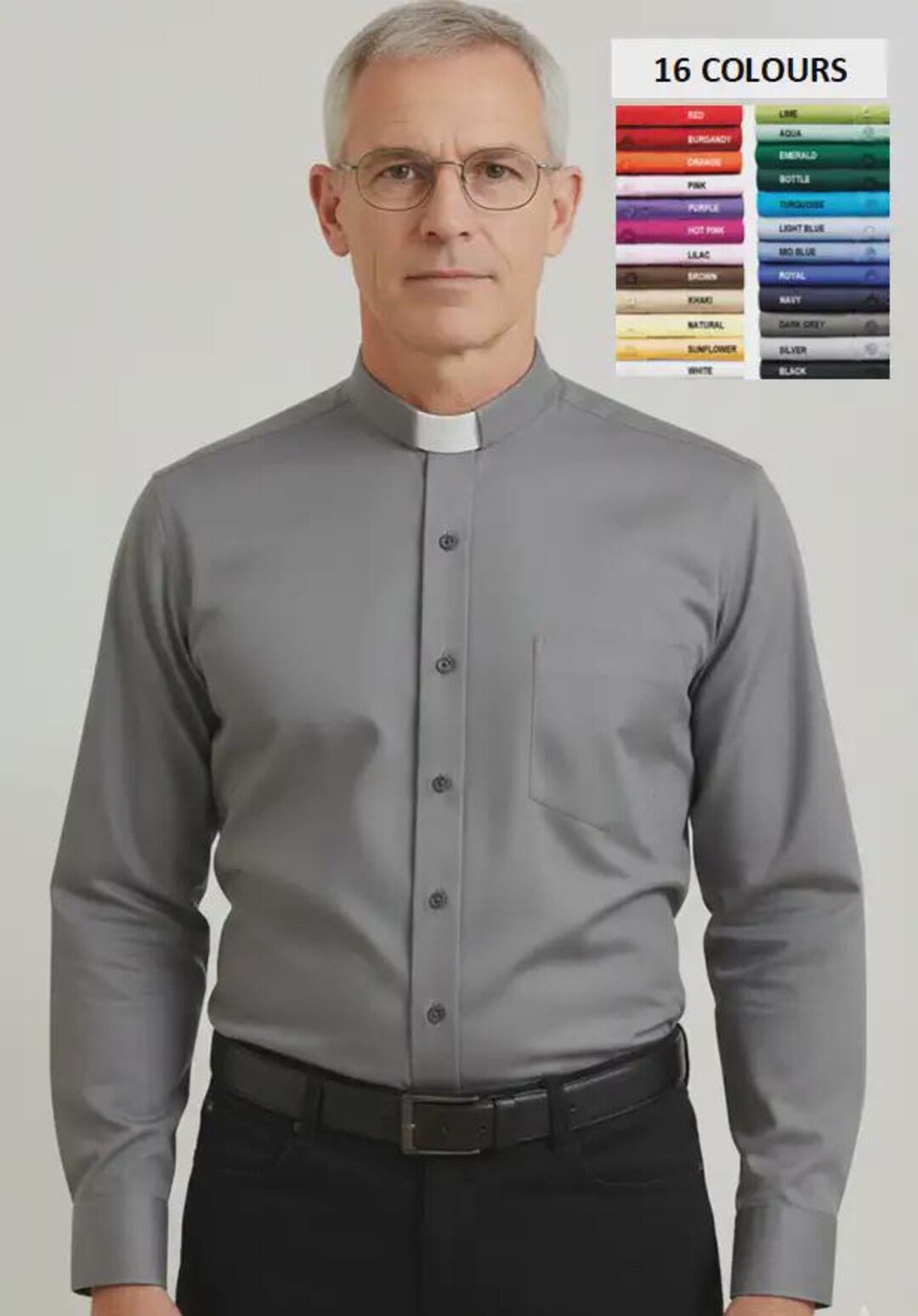 Tunnel Collar Clergy Shirt - 16 Colors - Premium "easycare" Clerical ...