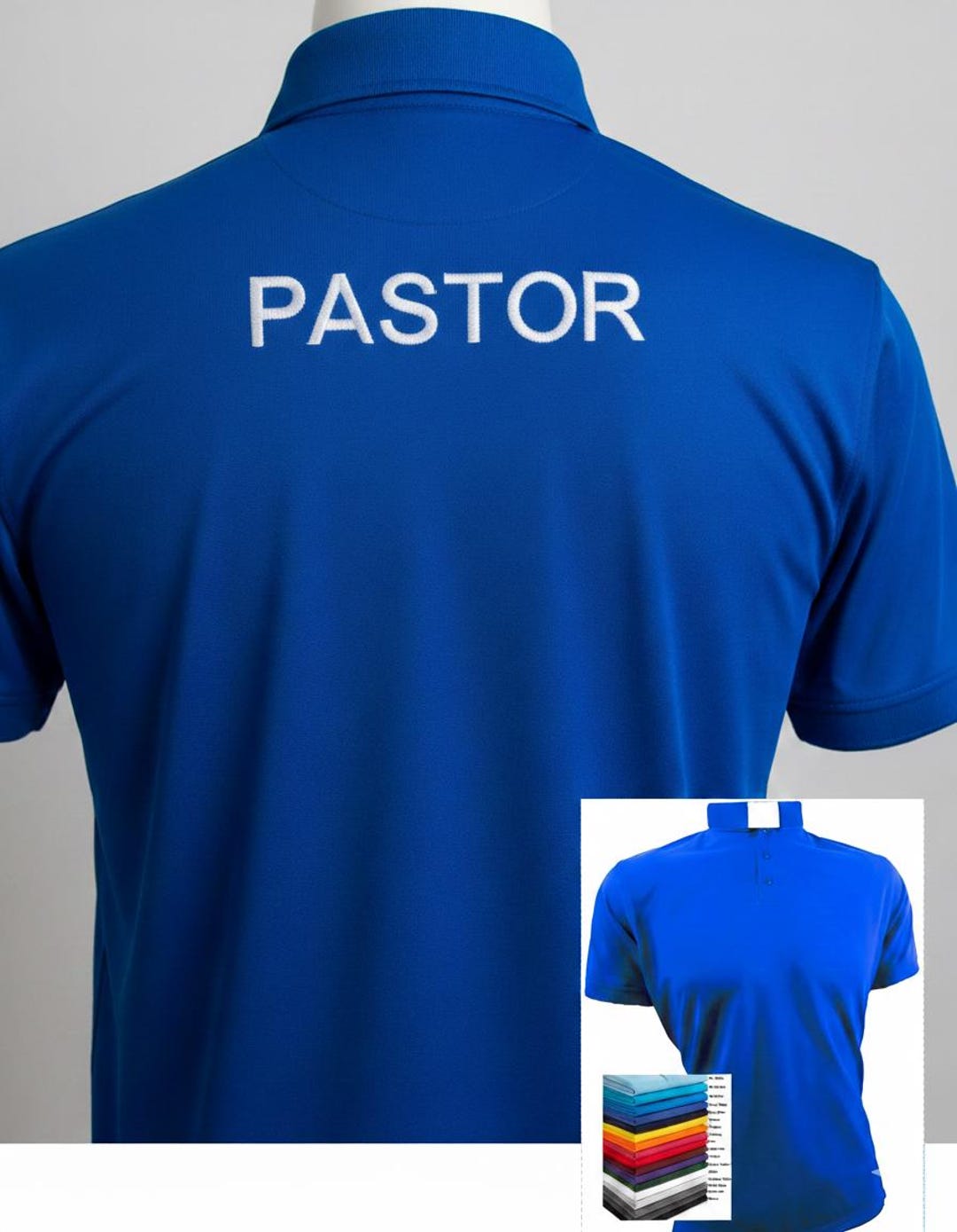 Men’s PASTOR Clerical Shirt / Clergy Shirt Polo Style (embroidered on ...