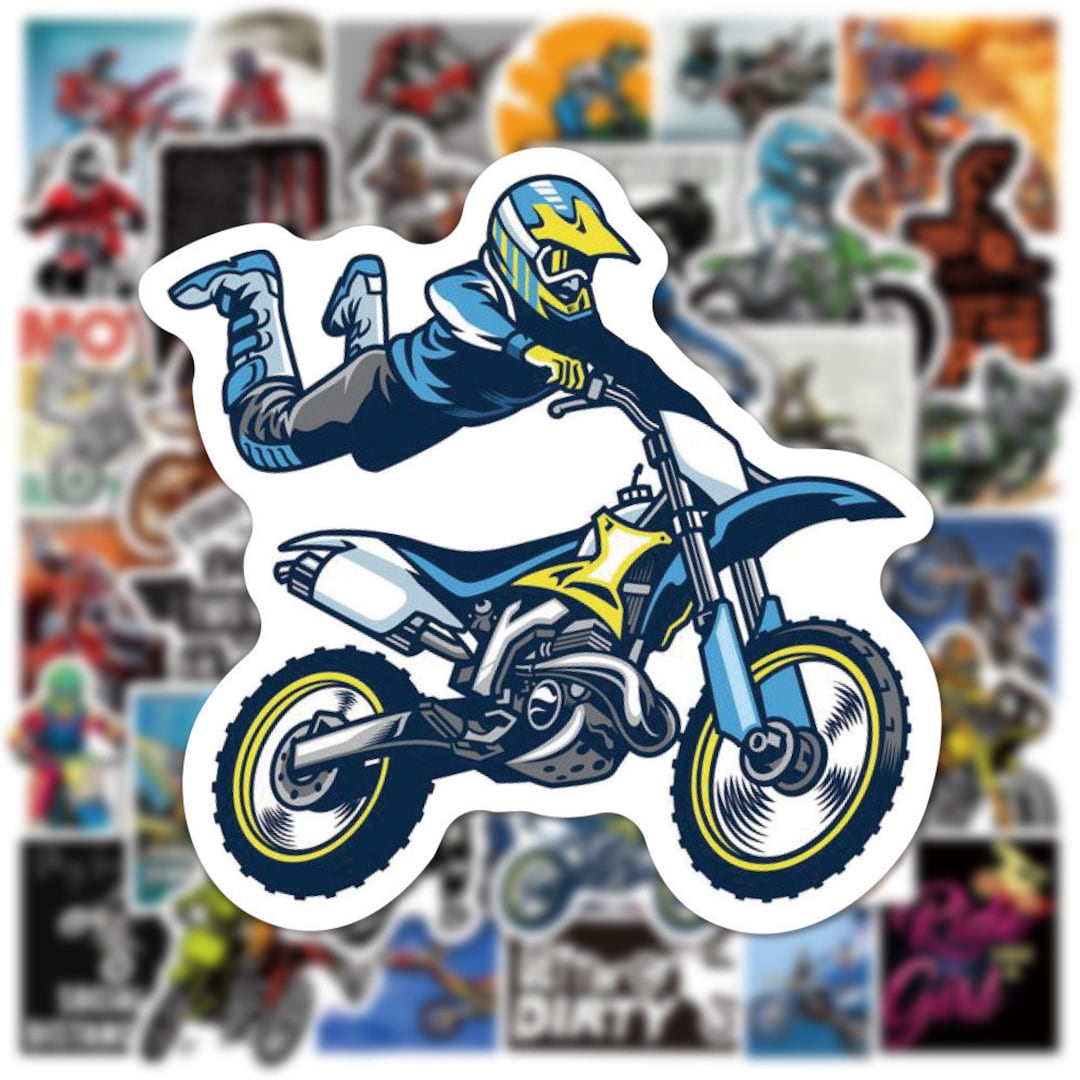 5 Motorcycle Dirt Bike Vinyl Stickers for Water Bottles, Laptop Sticker ...