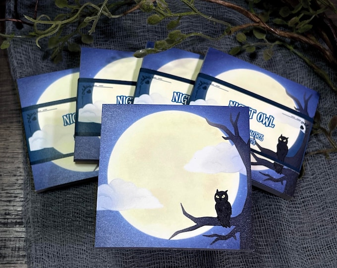 Night Owl Cute Sticky Note Pad • Kawaii and Gothic Aesthetic Stationery ...