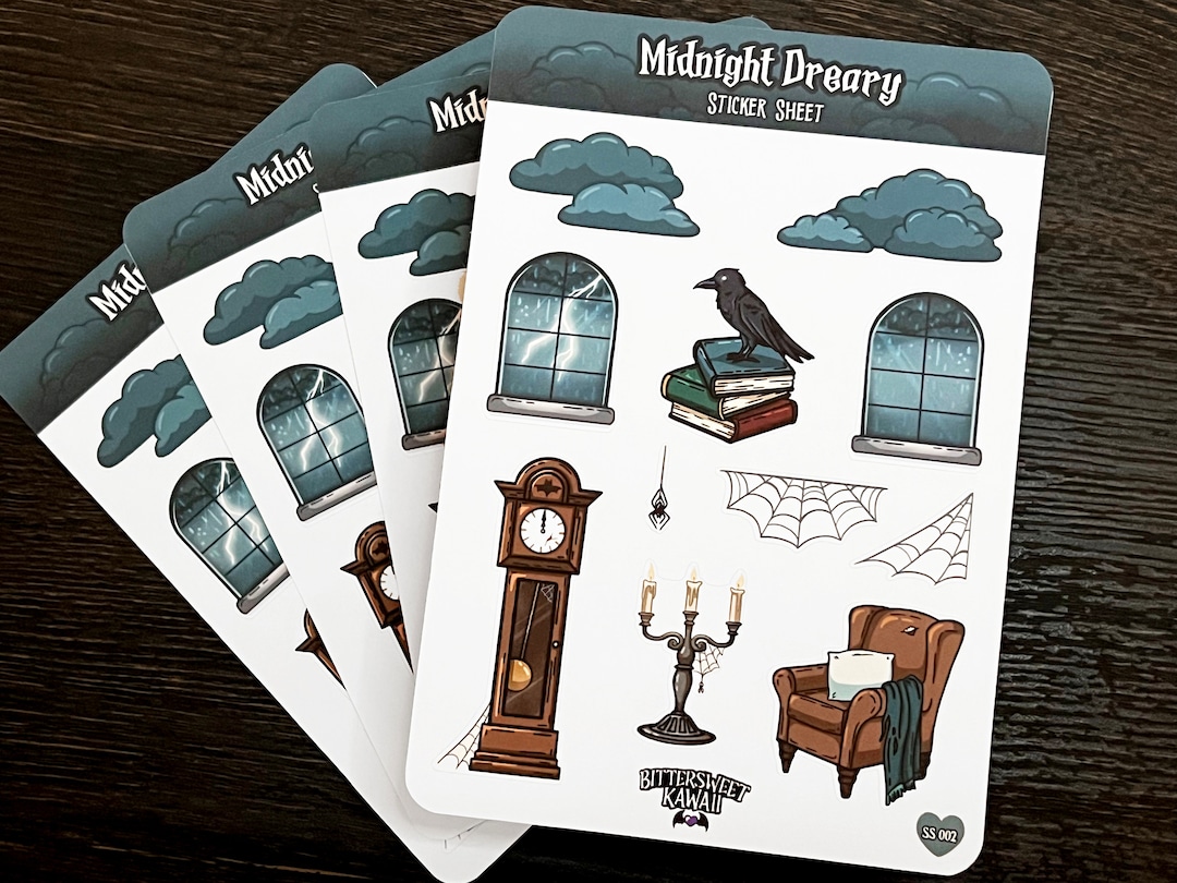 Midnight Dreary Sticker Sheet • Kawaii and Gothic Aesthetic Matte ...
