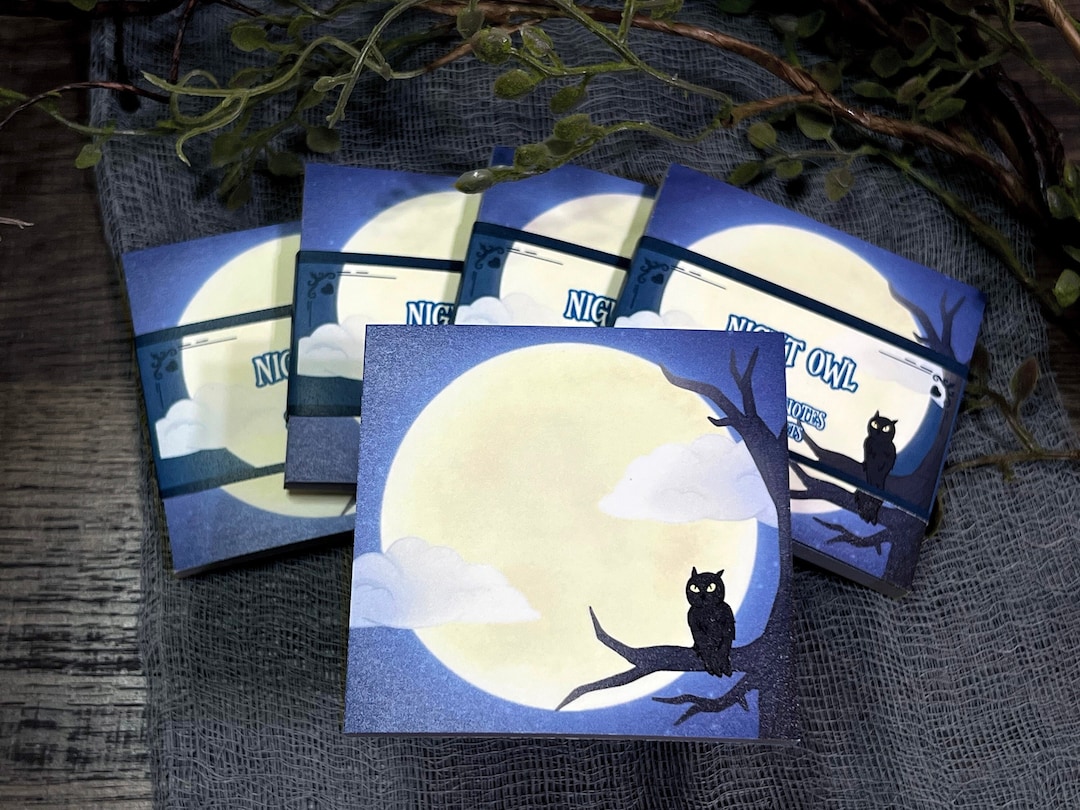 Night Owl Cute Sticky Note Pad • Kawaii and Gothic Aesthetic Stationery ...