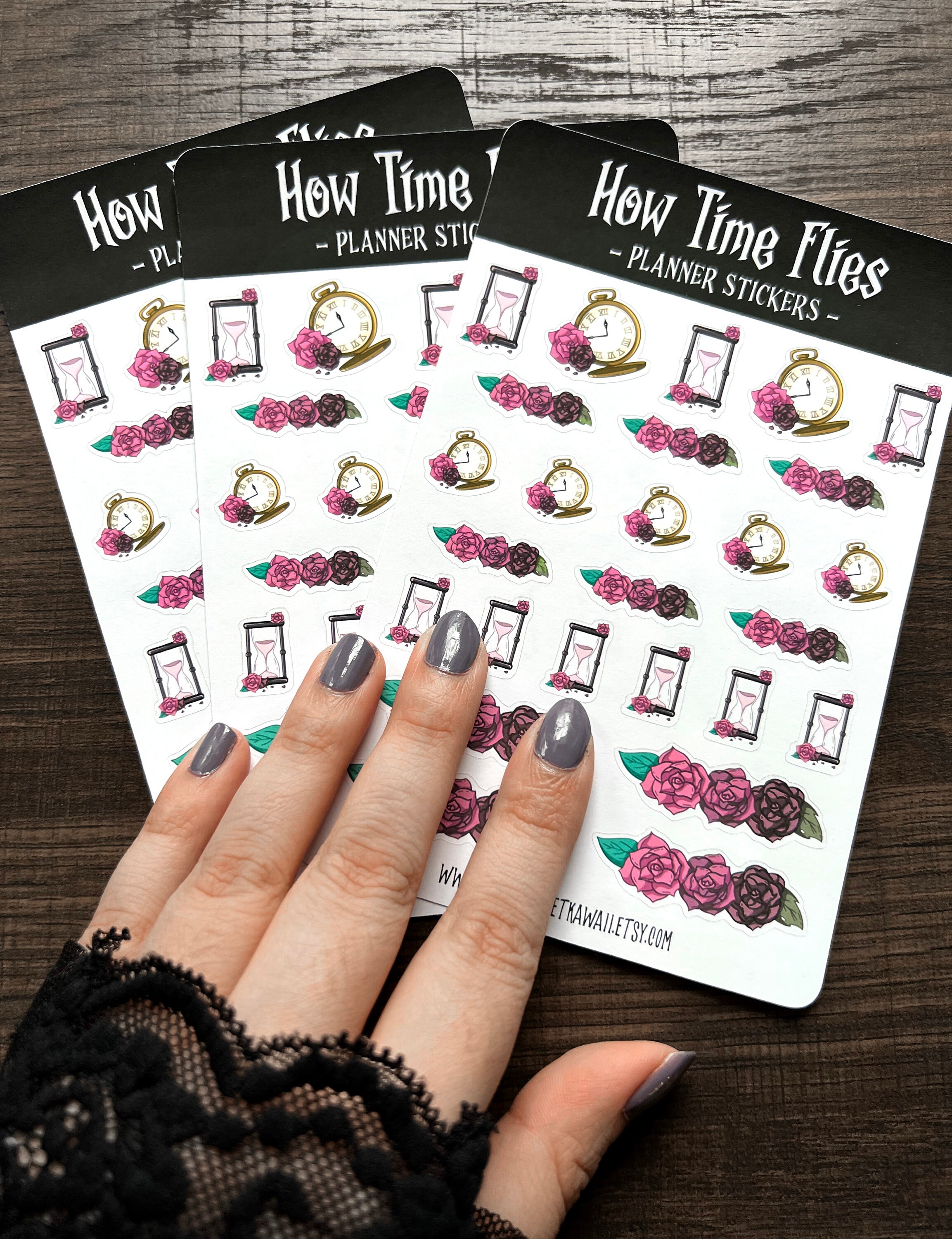 How Time Flies Planner Stickers Kawaii and Gothic Aesthetic | Etsy