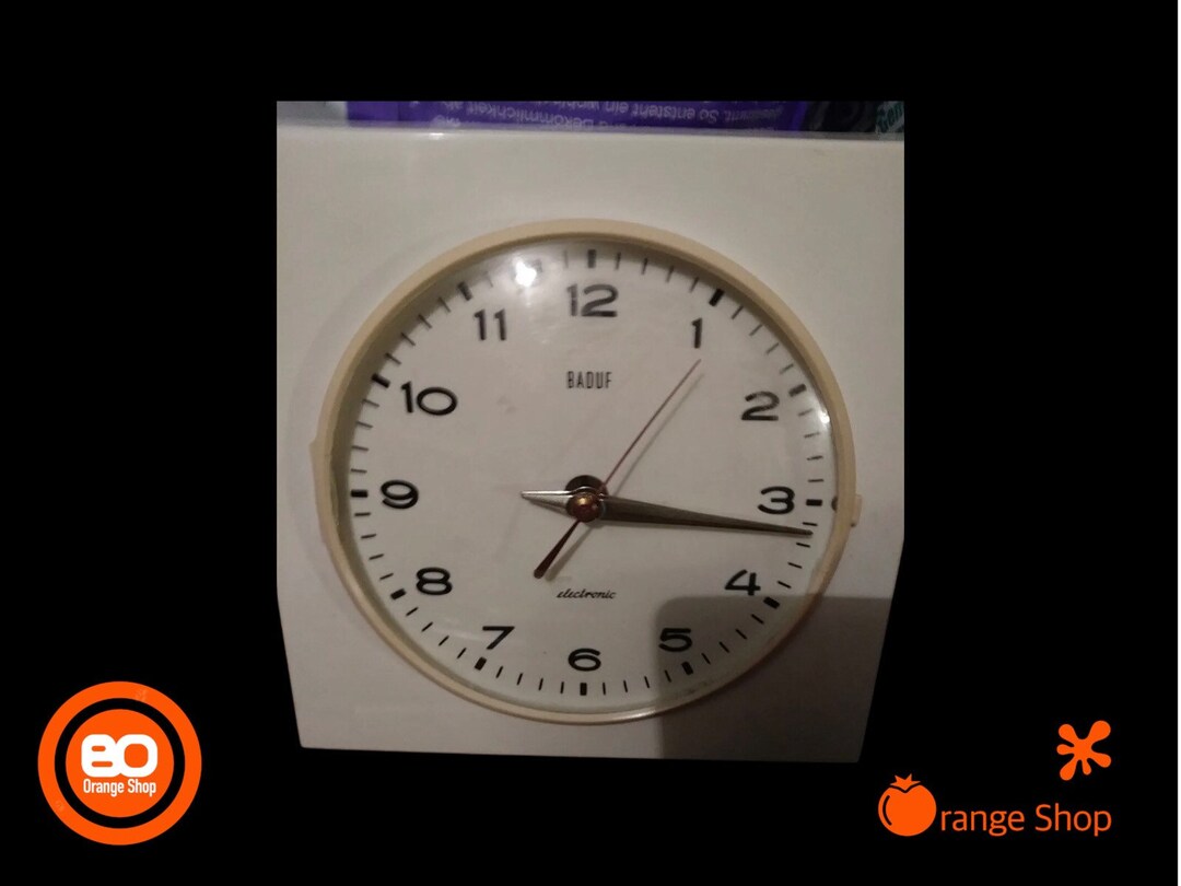 1960s BADUF Electronic Stylish White Wall Clock Kitchen Clock Ceramic ...