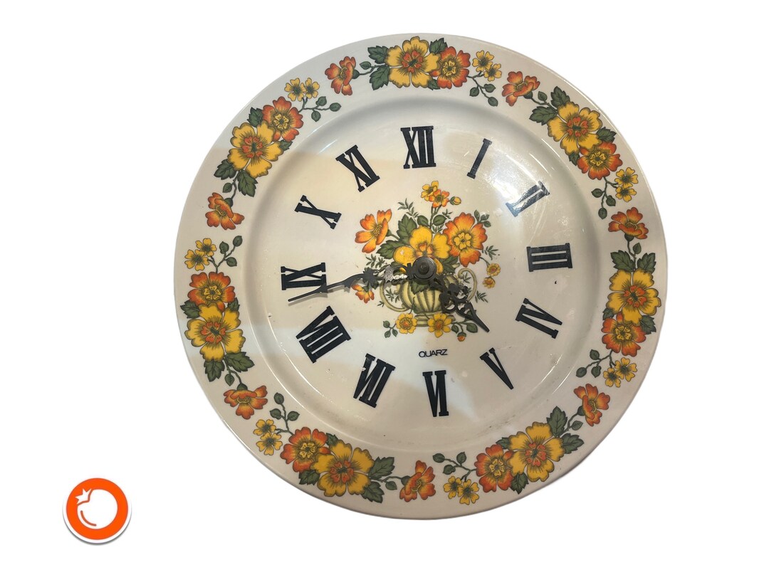 1960s Hand-painted Wall Clock Kitchen Clock Ceramic With Transistor ...