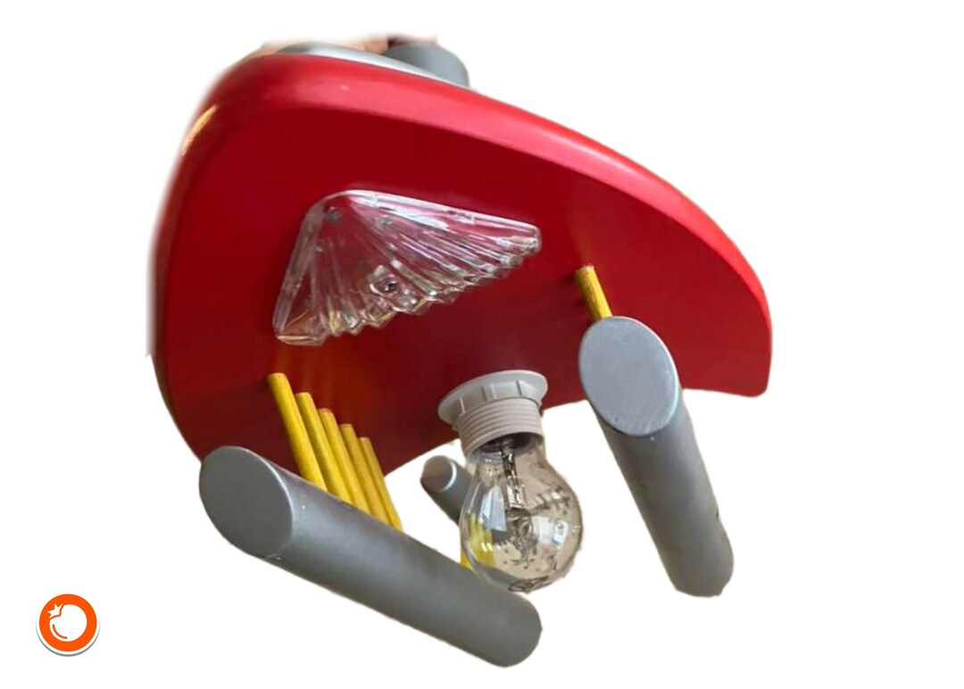 1980s Large Spaceship Lamp Memphis Style Ceiling Light Lamp Wood-metal ...