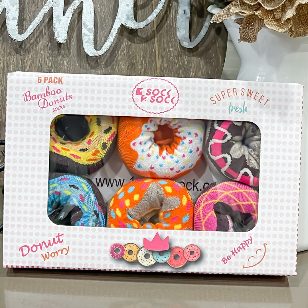 Donut Socks bamboo Box of 6 - Etsy