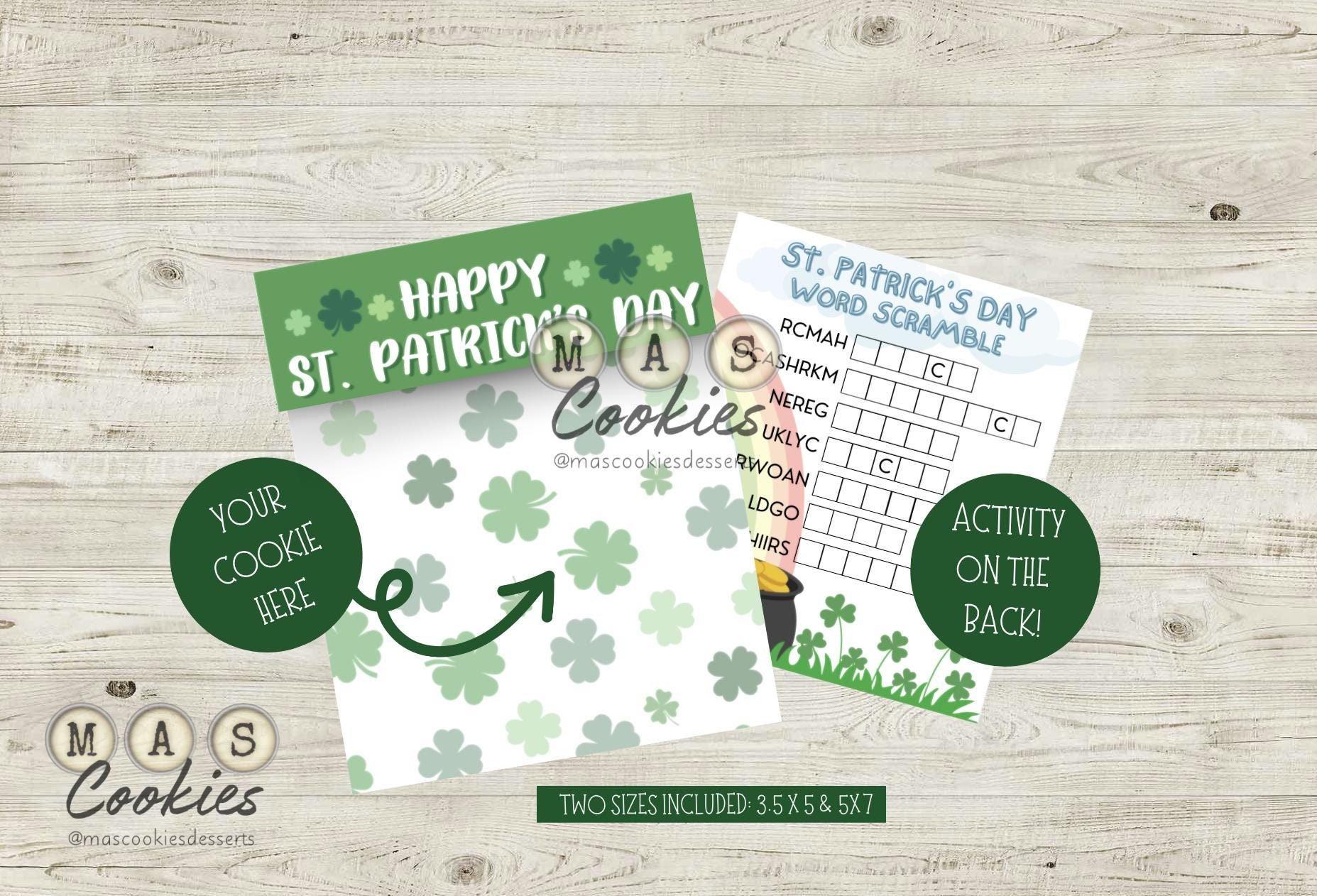 Printable Cookie Card & Topper - St. Patrick's Day Word Scramble - Etsy