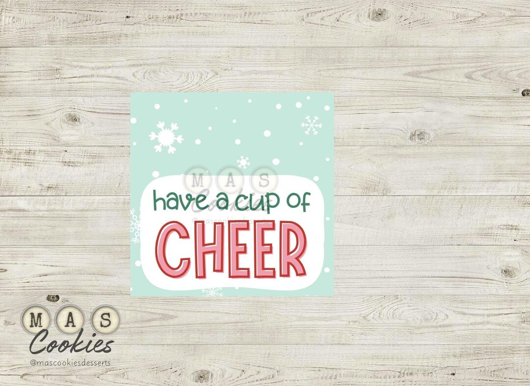 Printable Tag - CUP OF CHEER - 2.5" Square - Instant Download - Etsy