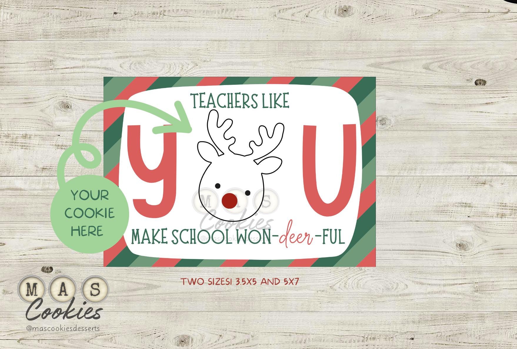 Printable Cookie Card - Teachers Christmas Card - Instant Download - 2 ...