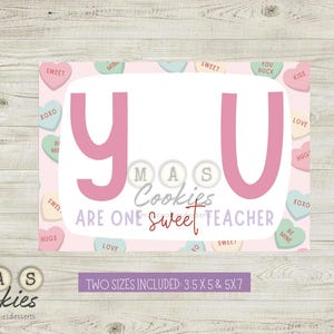 Printable Cookie Card - Teachers Valentine Card - Instant Download - 2 ...