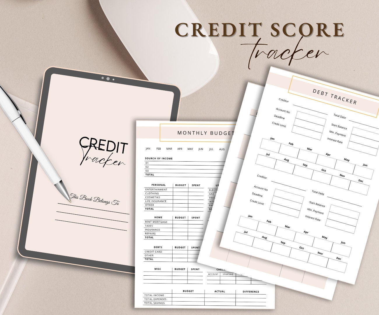 CREDIT Score Tracker Printable - Credit Repair - Planner Insert - PDF ...