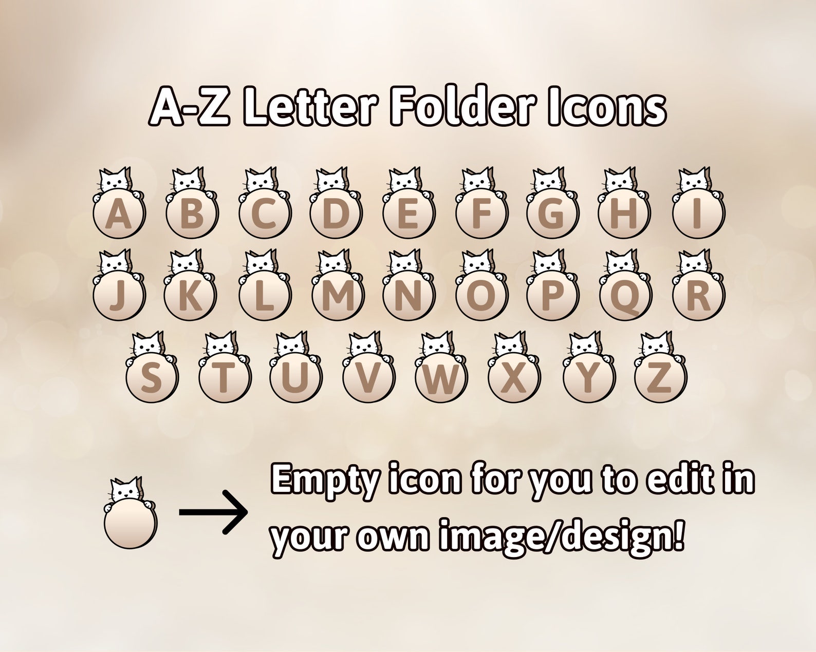 Cute Cat Folder Icons | Neutral Denim | Windows and Macos | Digital ...