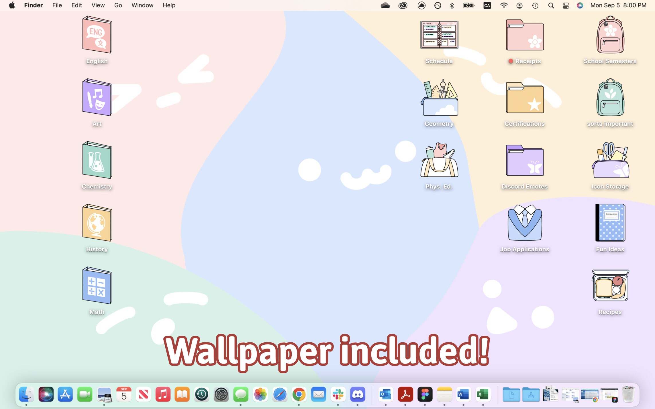 Pastel School Themed Desktop Icons | Windows and Macos | Digital Bundle ...