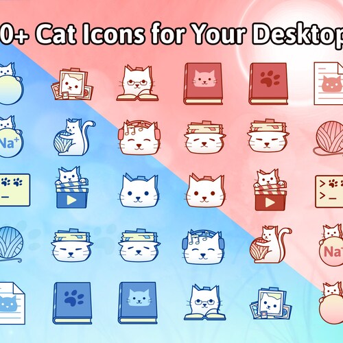 Cute Cat Folder Icons Neutral Denim Windows and Macos - Etsy