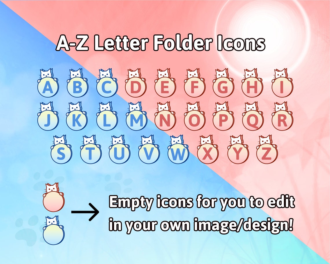 Cute Cat Folder Icons | Windows and Macos | Digital Download | Desktop ...