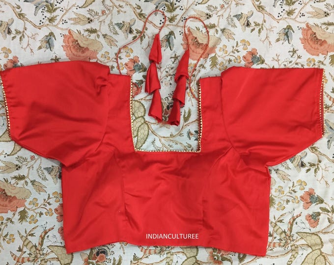 Handmade Multi Color V Neck Silk Blouse, With Elbow Sleeves,designer ...