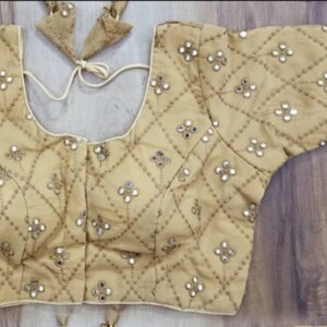 Made to Order Beautiful Black Mirror Work Blouse in Round Neck and ...