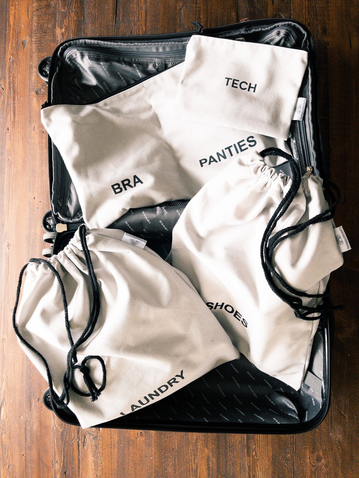 Labeled Packing Cubes Set: Cotton Suitcase Organizer Bags - Etsy
