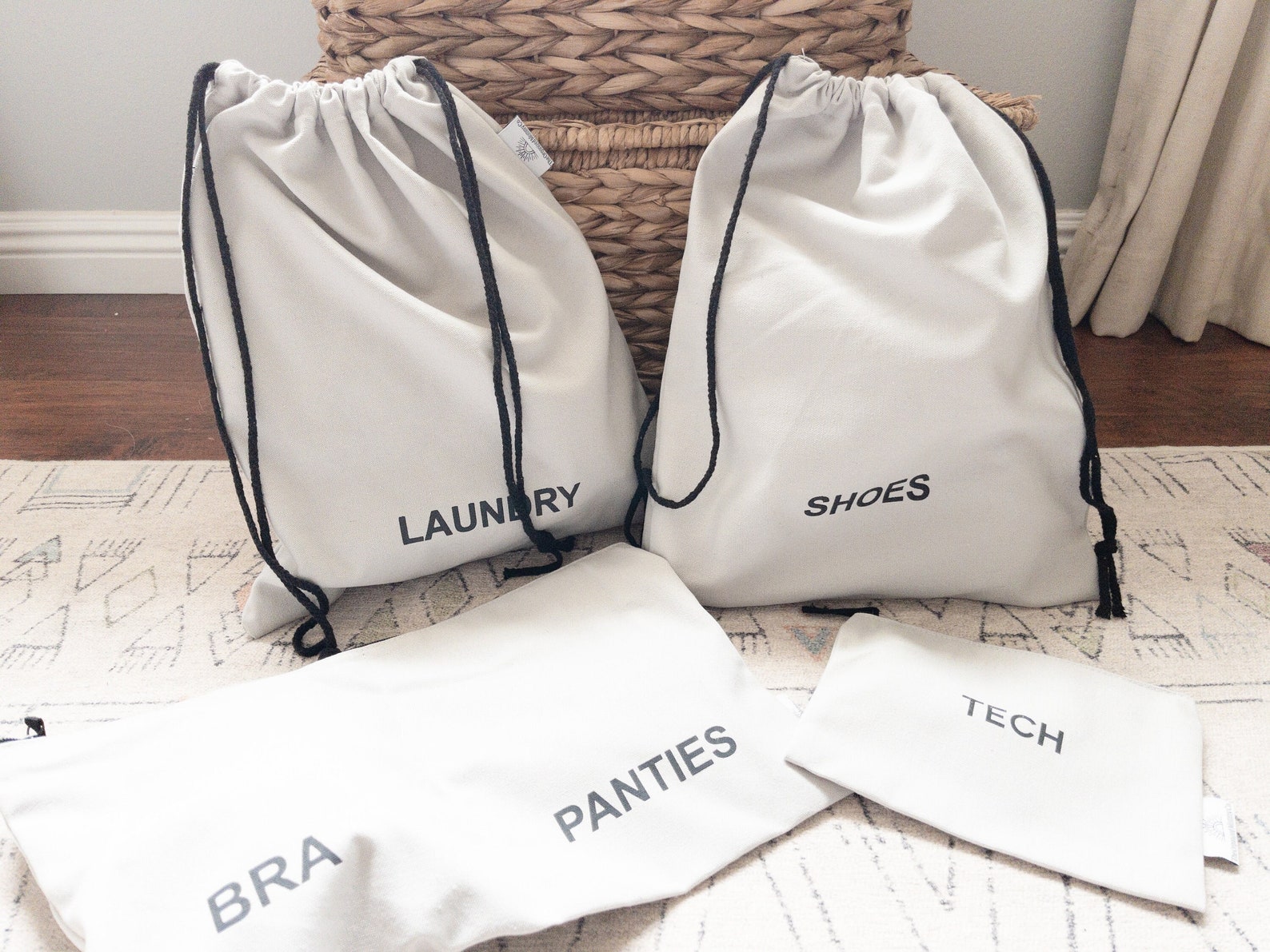 Labeled Packing Cubes Set: Cotton Suitcase Organizer Bags - Etsy