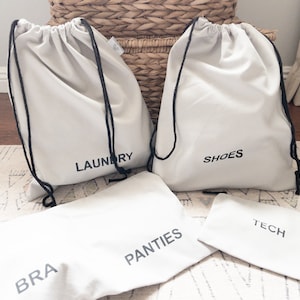 Labeled Packing Cubes Set: Cotton Suitcase Organizer Bags - Etsy