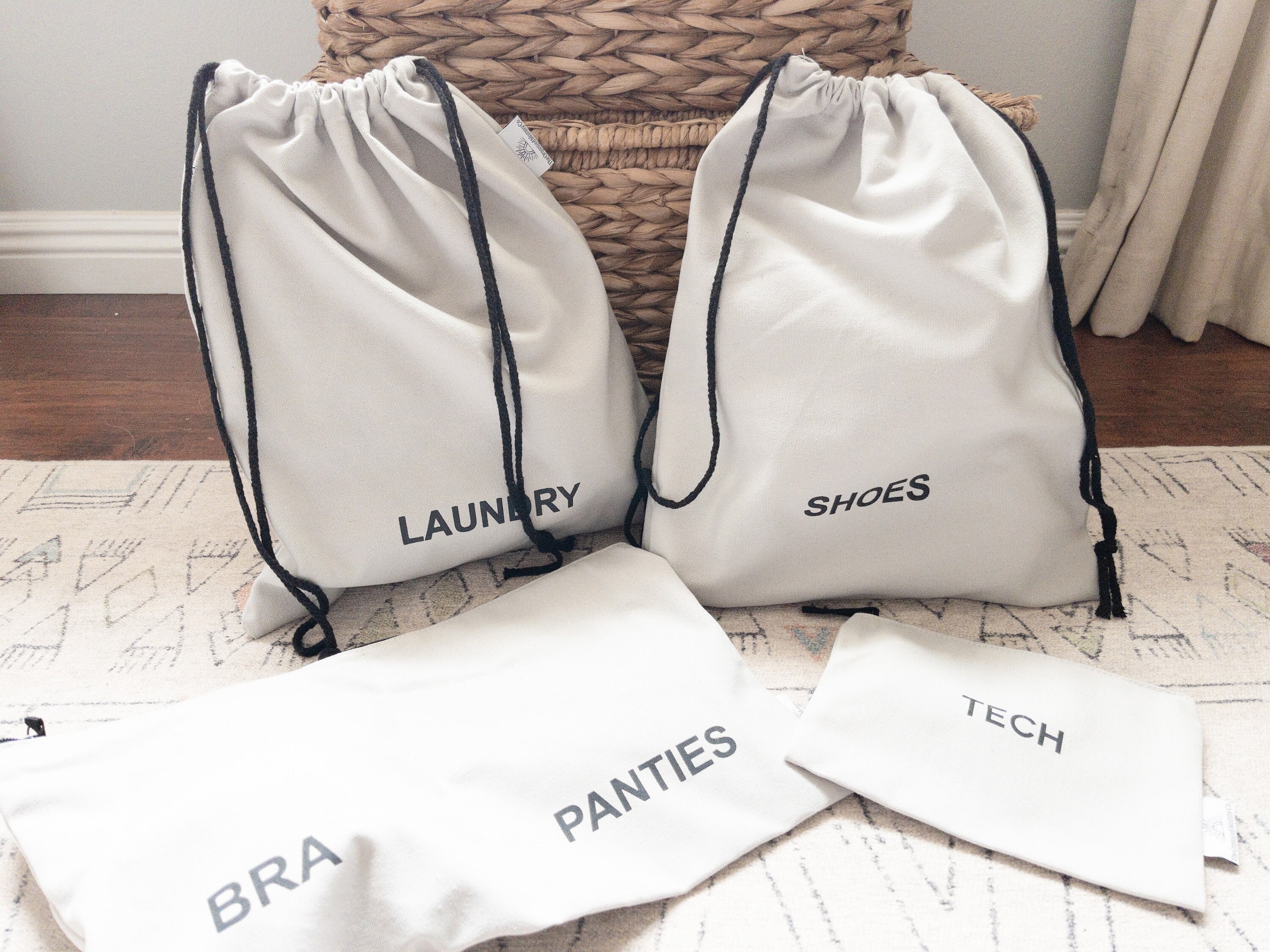 Labeled Packing Cubes Set: Cotton Suitcase Organizer Bags - Etsy
