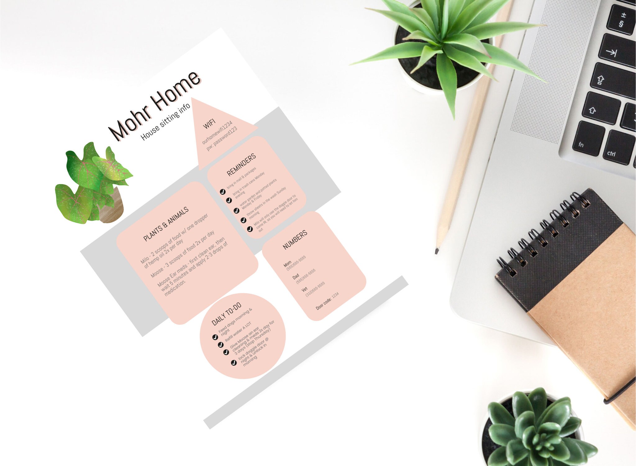 House Sitting Info Sheet, Editable House Sitting, Pet Sitting, or Plant ...