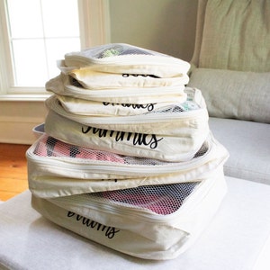 Labeled Packing Cubes Set of 6 Embroidered Packing Cubes Travel Bags ...