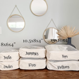 Labeled Packing Cubes Set of 6 Embroidered Packing Cubes Travel Bags ...