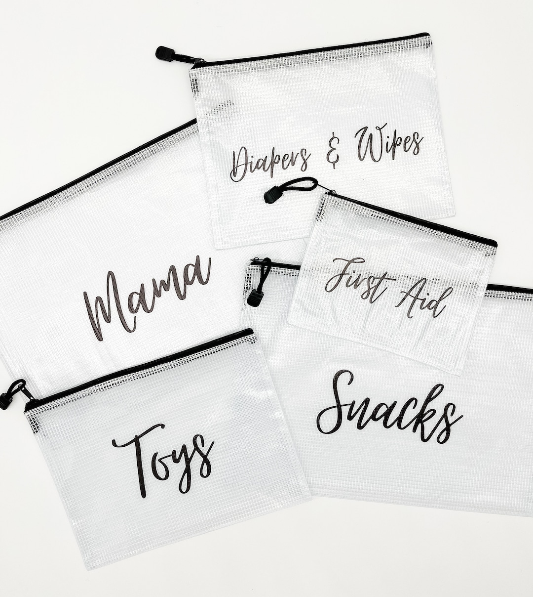 Labeled Diaper Bag Pouches: Transparent PVC Zipper Organizer Bags - Etsy