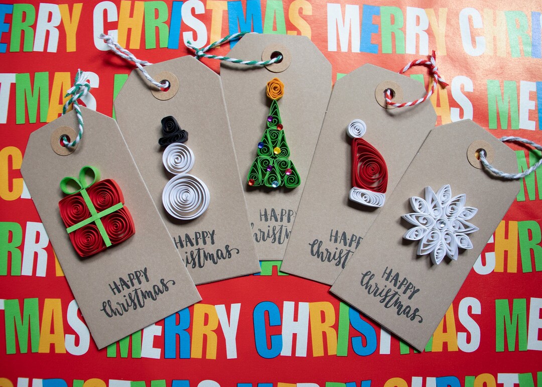 Five Christmas Gift Tags, Quilled Art - Etsy