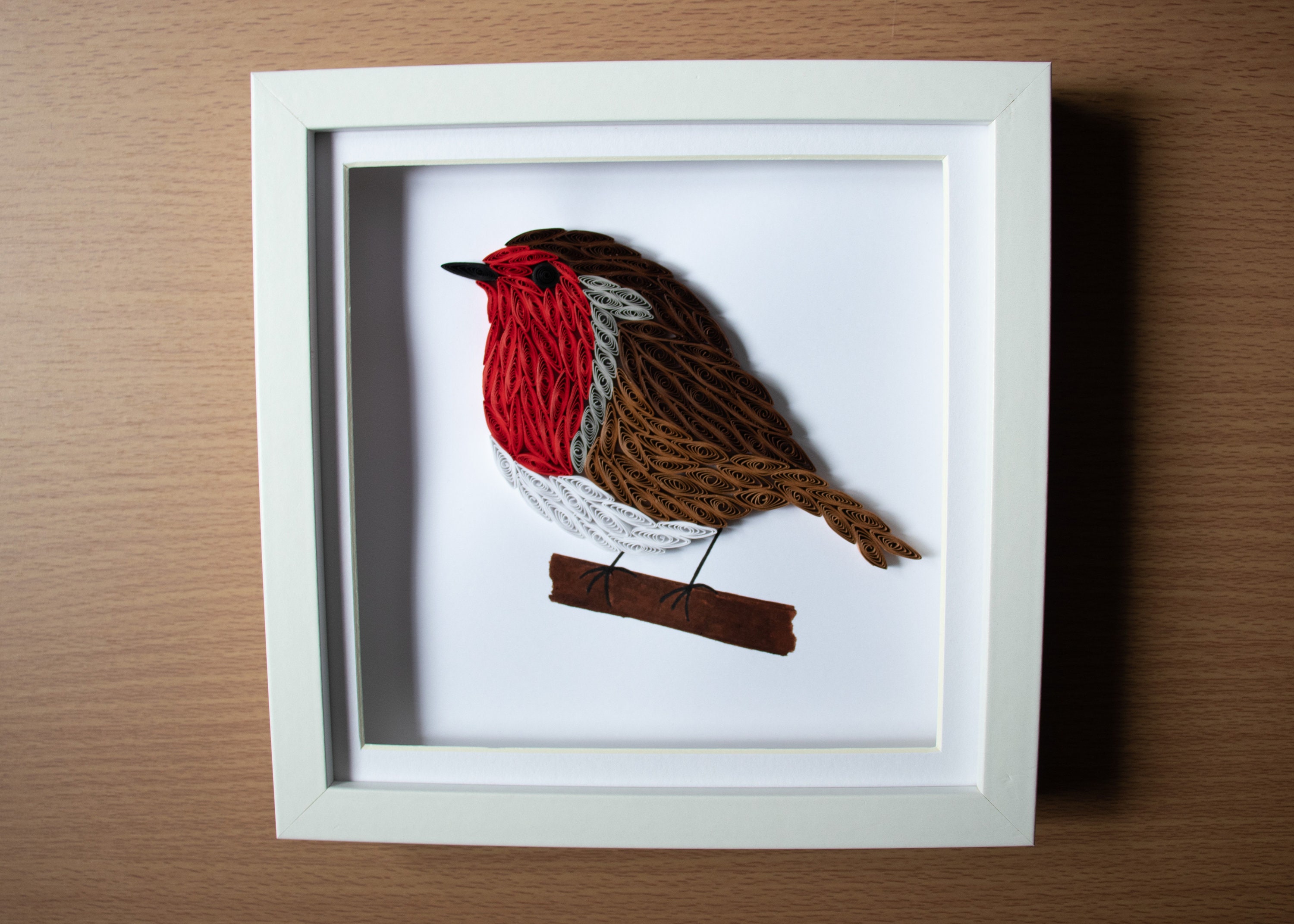 Robin Bird Quilled Art in Frame, Wall Decor Art - Etsy UK