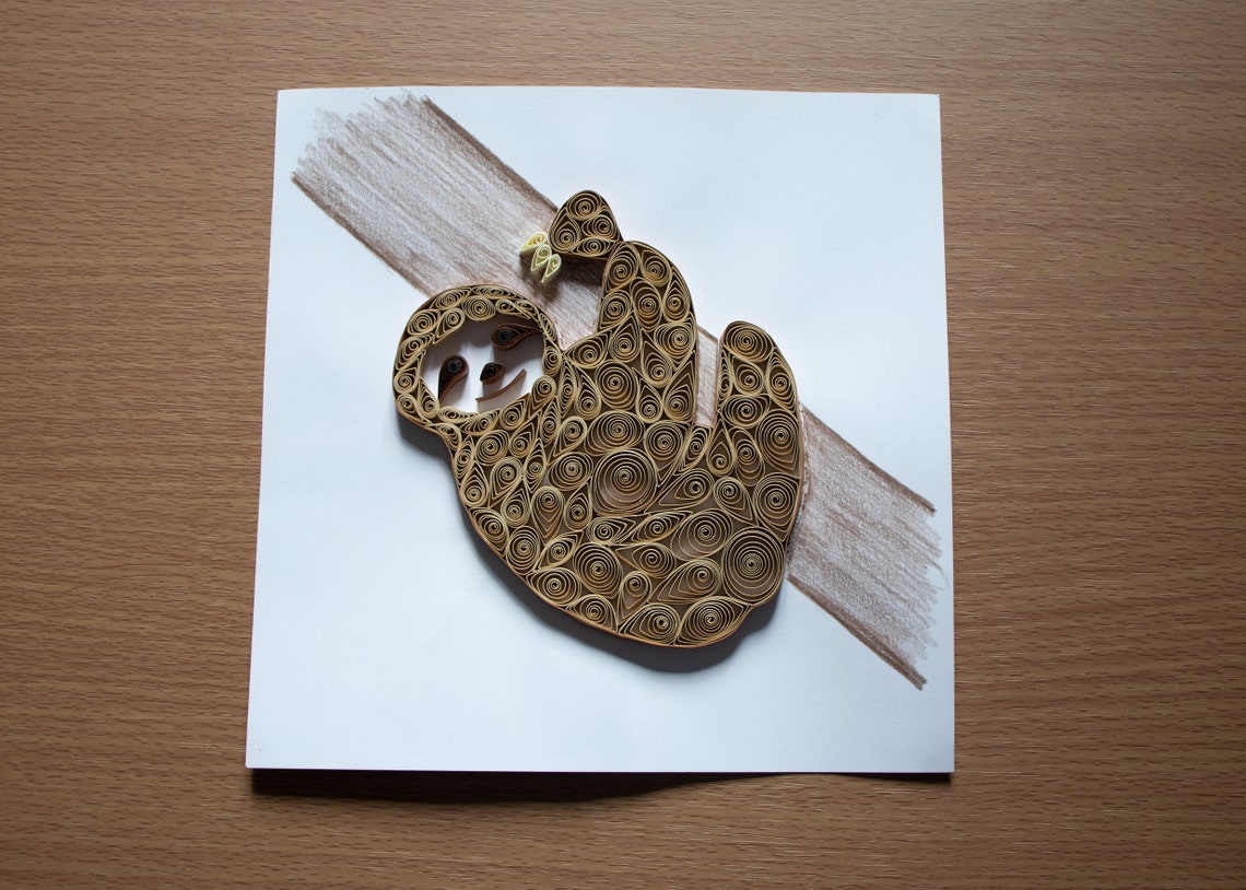 Sloth Quilled Art in Frame, Wall Decor Art - Etsy