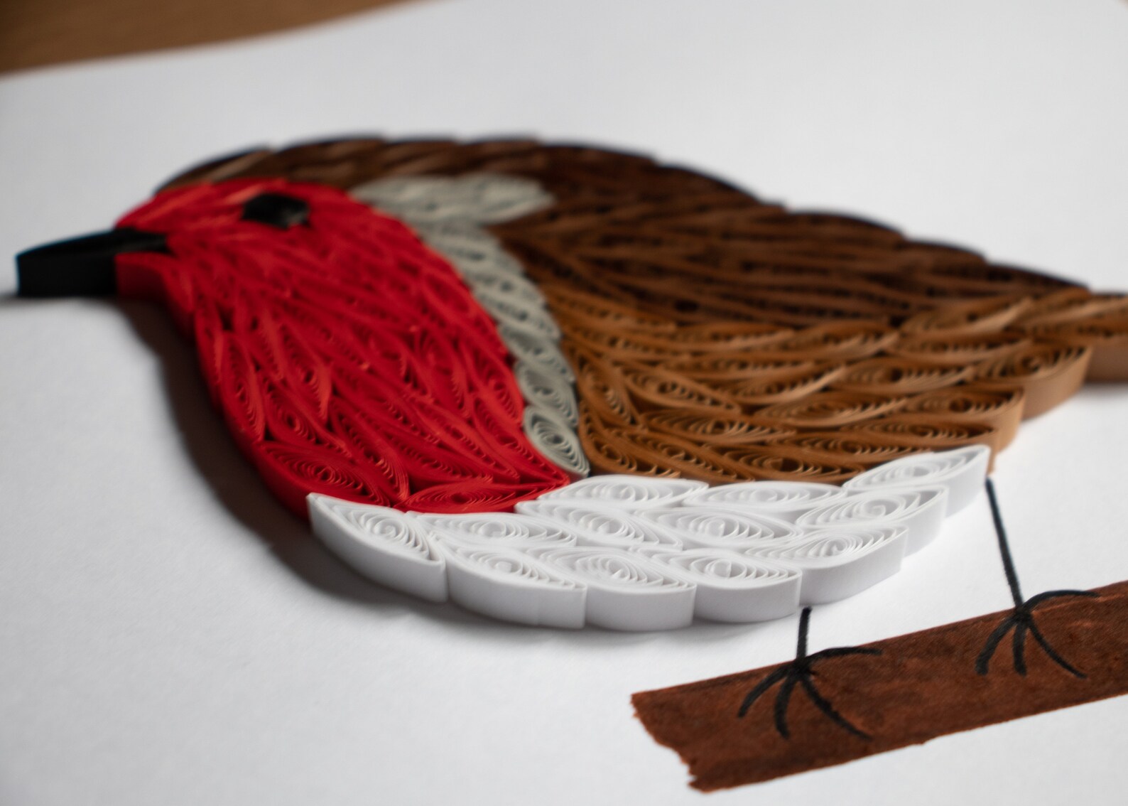 Robin Bird Quilled Art in Frame, Wall Decor Art - Etsy UK