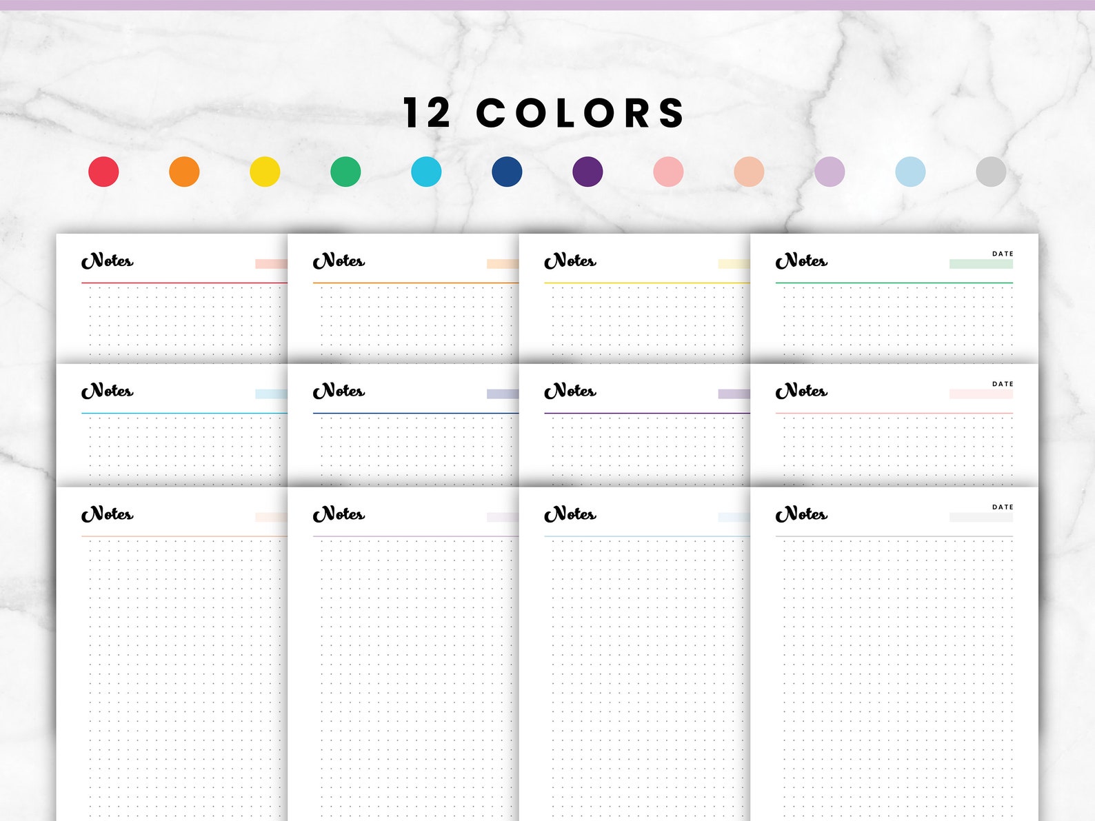 Dotted Notes Printable Color Coded Notes PDF Instant - Etsy
