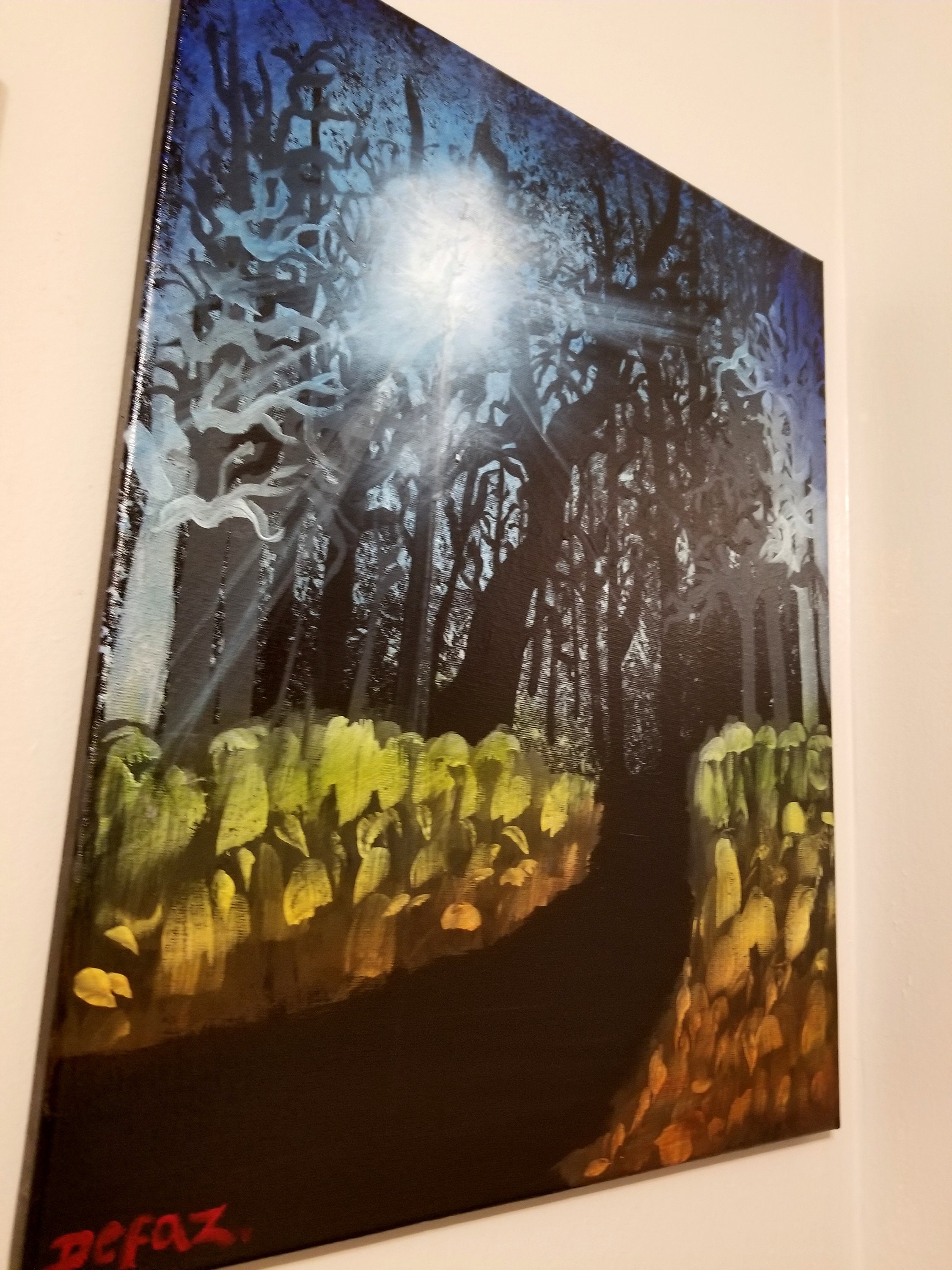 Original Abstract Acrylic Hand Painting on a 16”x20” Canvas "moon ...