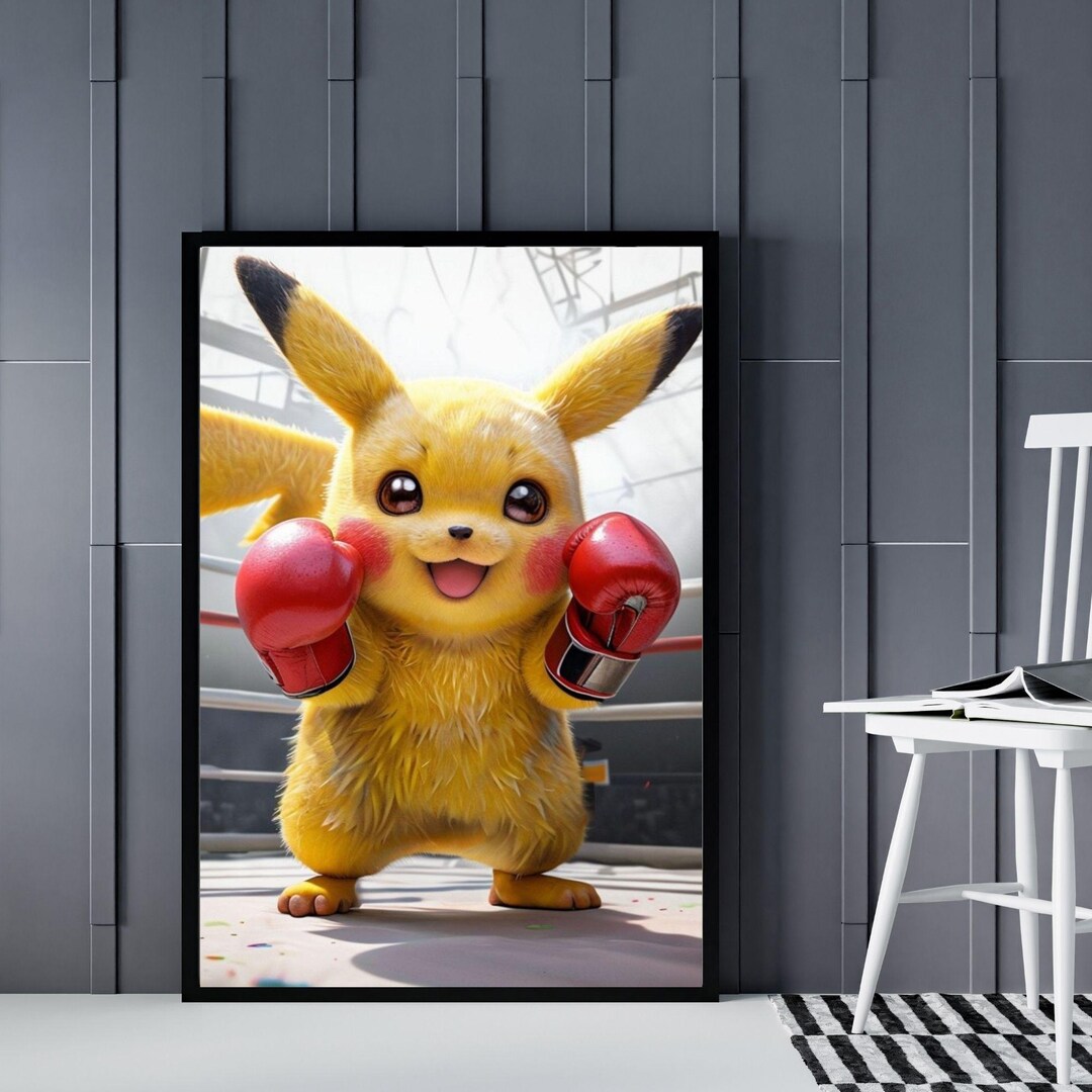 Pikachu Boxing Inspired Poster. A6-A2 Print Unframed. Christmas Gift ...