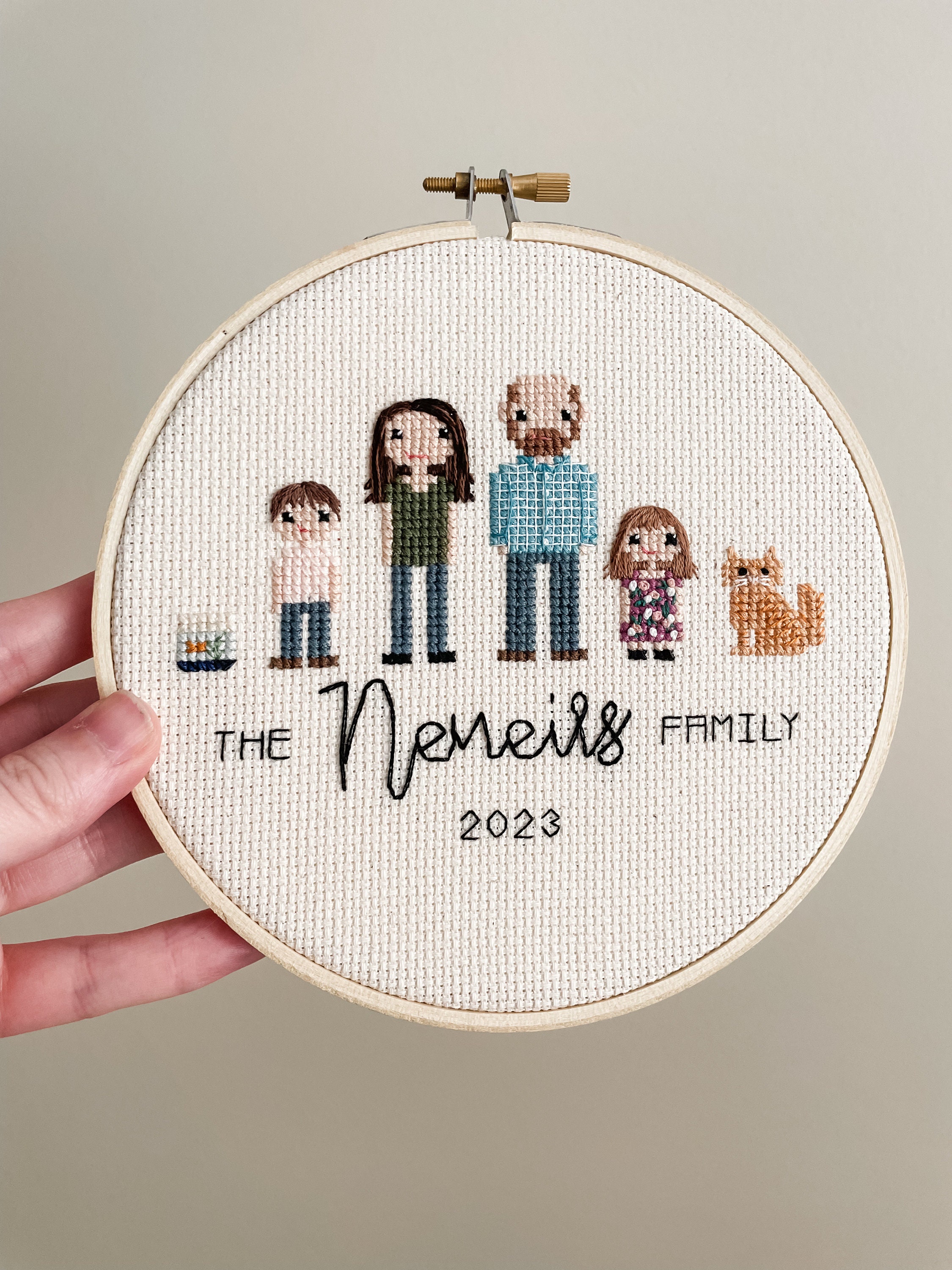 Custom Family Portrait, Family Keepsake, Personalized Cross Stitch ...