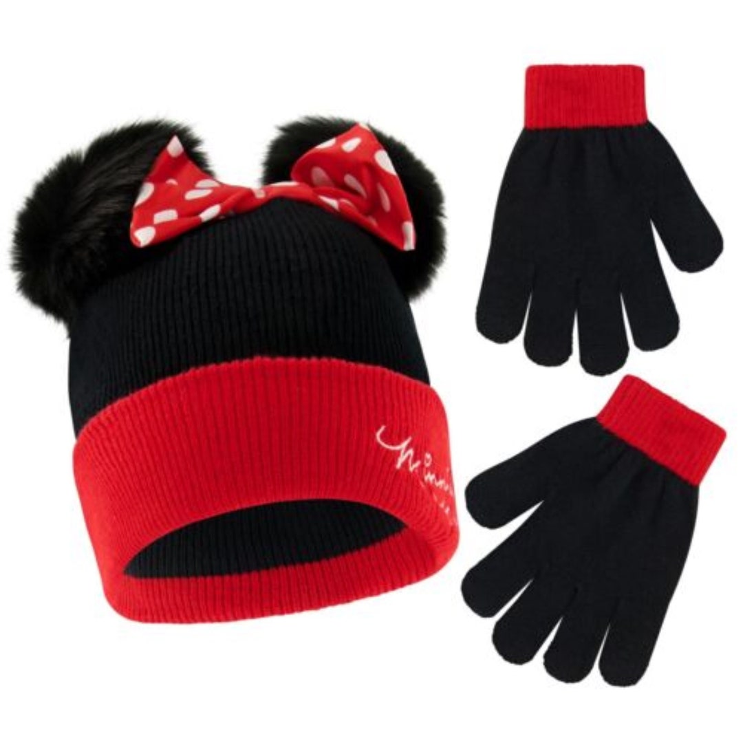 Disney Minnie Mouse Winter Beanie Hat and Gloves Set Little - Etsy