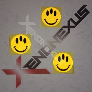 Three Eyed Smiley Face Evolution Logo Reflective Elastic Epoxy Sticker ...