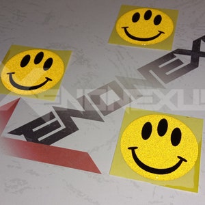 Three Eyed Smiley Face Evolution Logo Reflective Elastic Epoxy Sticker ...