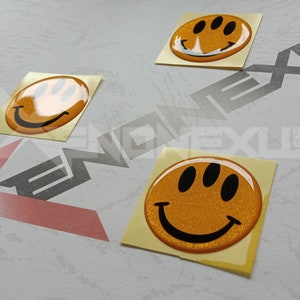 Three Eyed Smiley Face Evolution Logo Reflective Elastic Epoxy Sticker ...