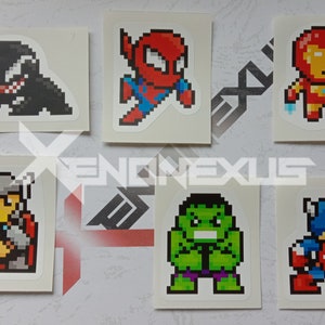 Super Hero 8 Bit Pixel Character Decal Vinyl Sticker Pack - Etsy