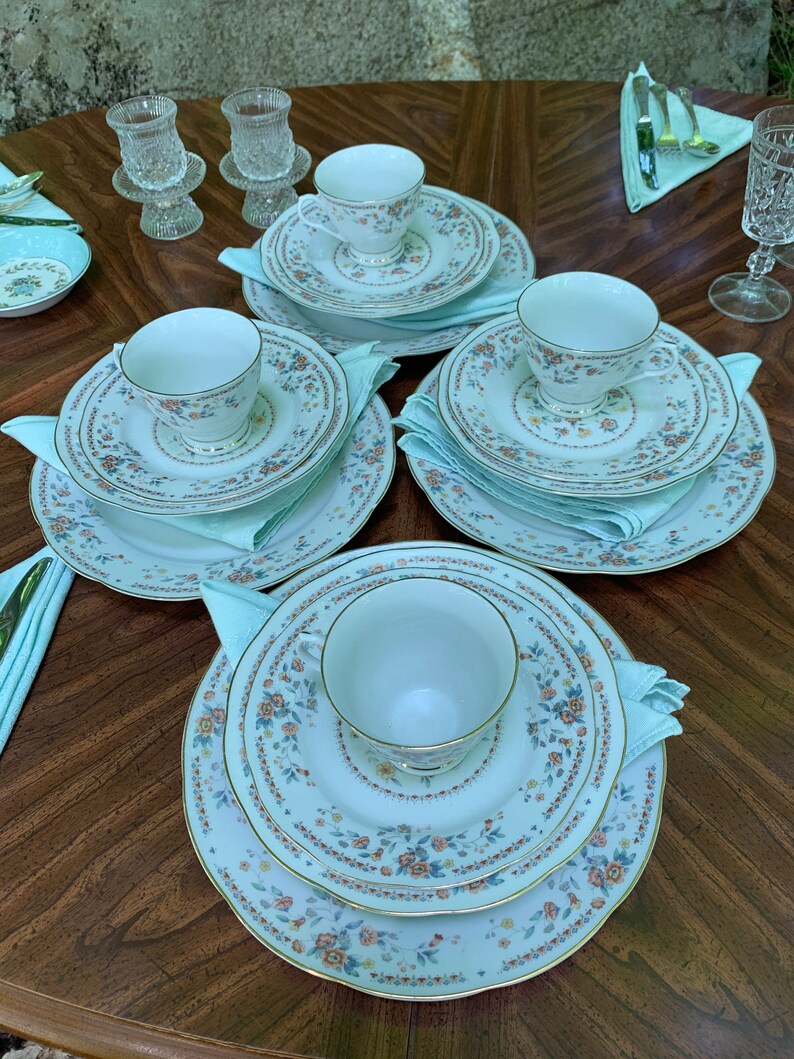 Flowered Antique China Dish Set 16 Pcs - Etsy