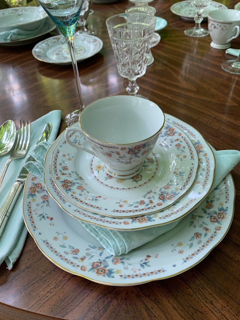 Flowered Antique China Dish Set 16 Pcs - Etsy