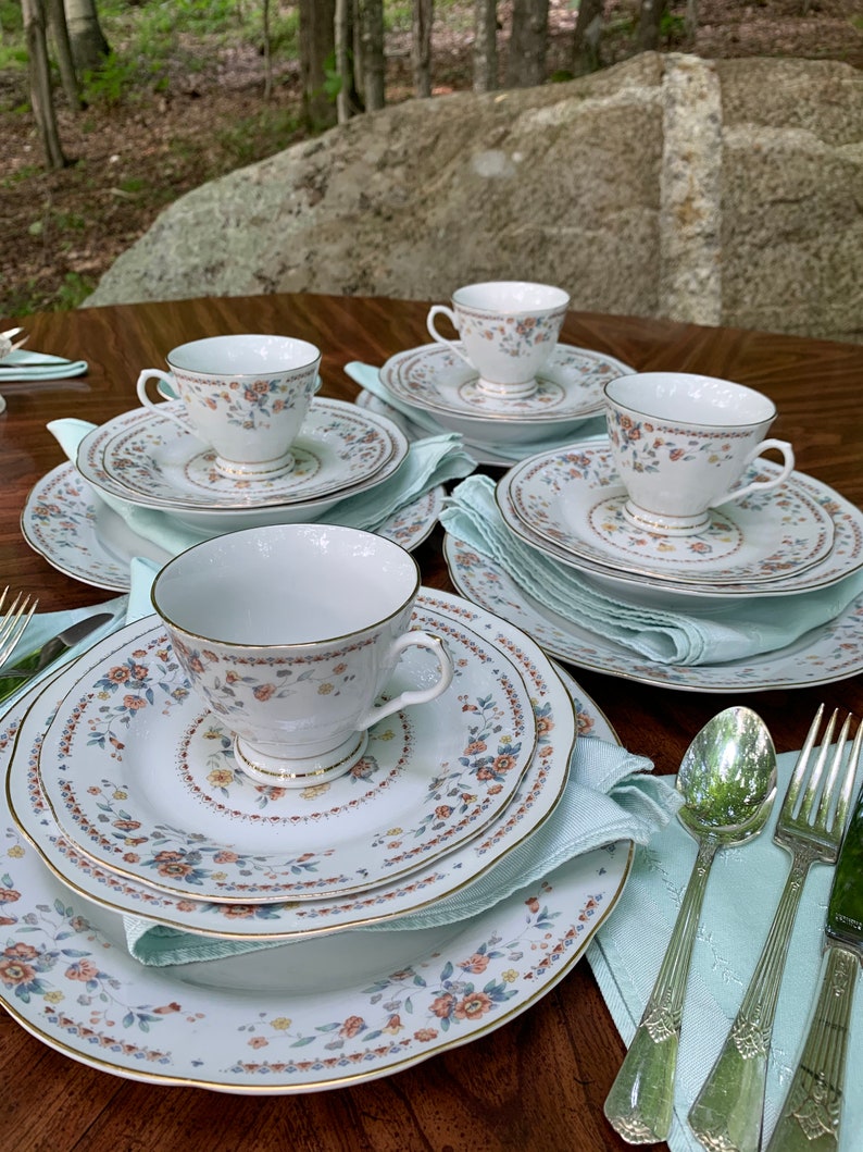 Flowered Antique China Dish Set 16 Pcs - Etsy