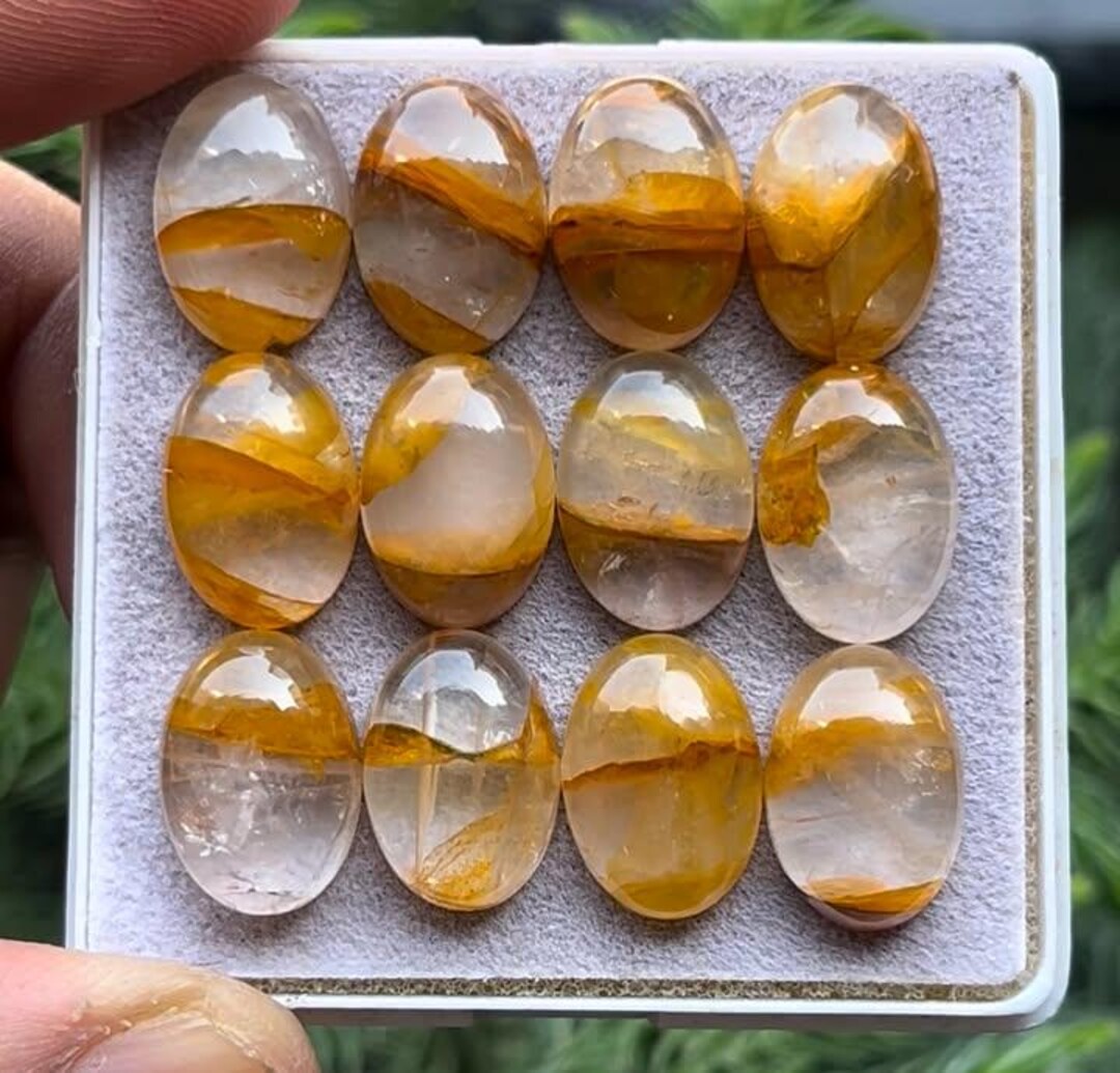 Yellow Quartz Cabochons: Oval Flat Back Gemstones (10x14 Mm, 12 Piece ...