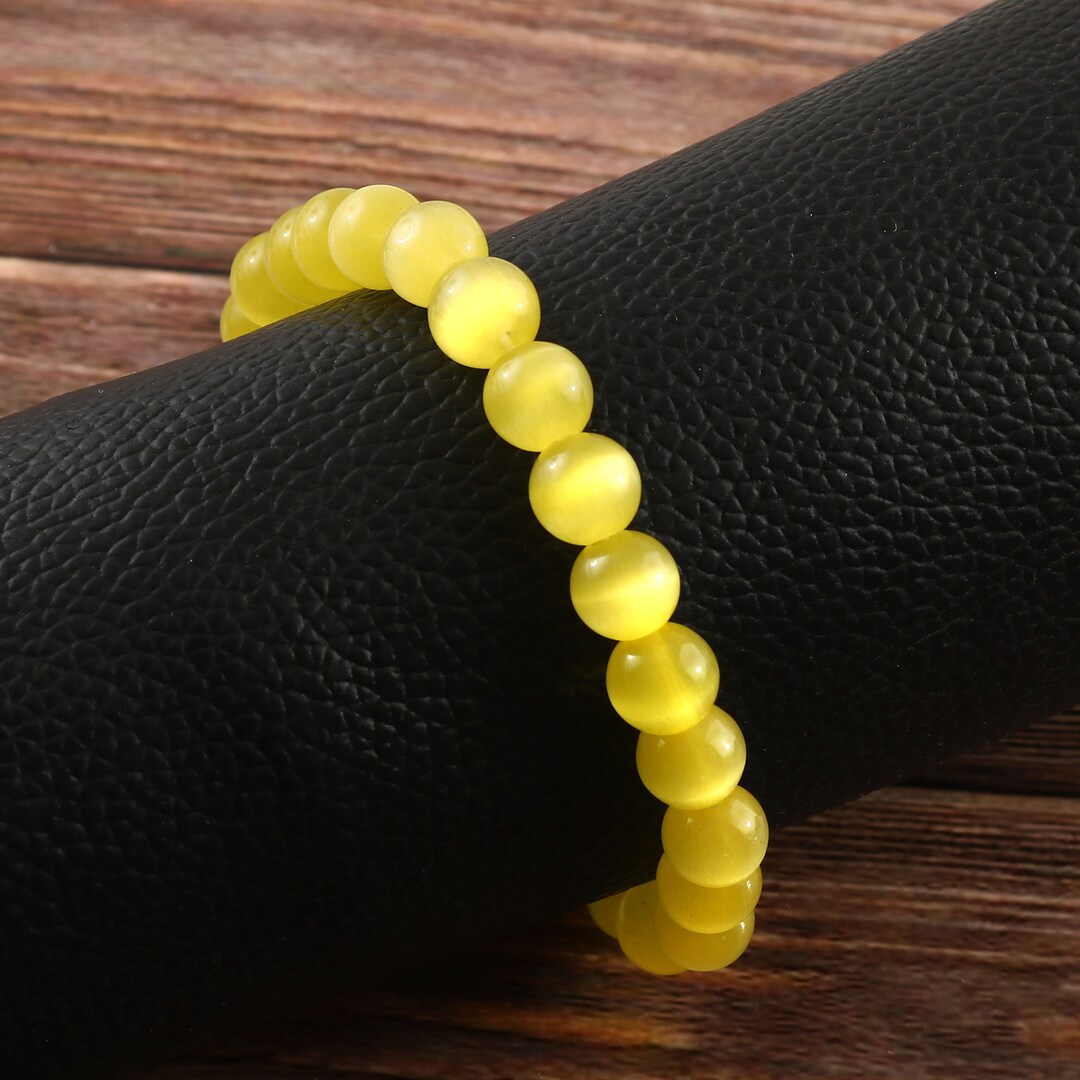 Yellow Selenite Gemstone Beads Bracelet Gift for Men and Women - Etsy UK